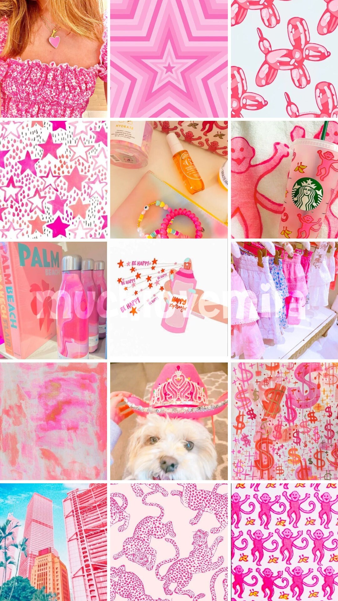 Preppy Pink Deluxe Collage Wallpaper 50 PHOTOS - Etsy