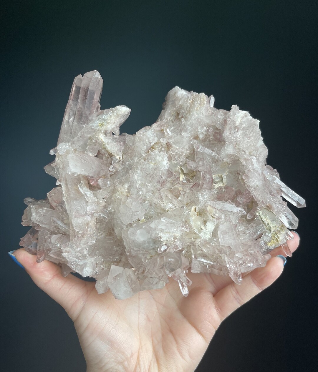Pink Lemurian Cluster, Pink Lemurian Quartz Crystal Point, Pink ...