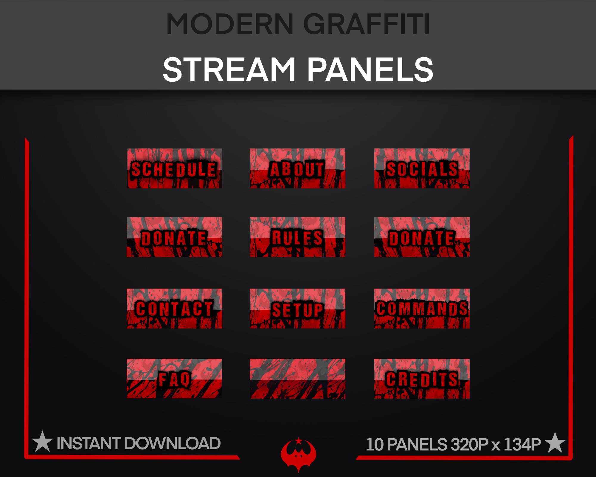 Modern Graffiti Stream Panels / Streamer Assets, Twitch, Youtube, Punk ...