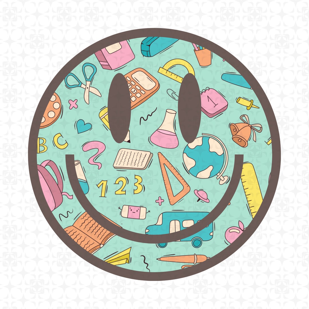 Teacher Png, Smile School Design, Back to School, Groovy Happy Face ...