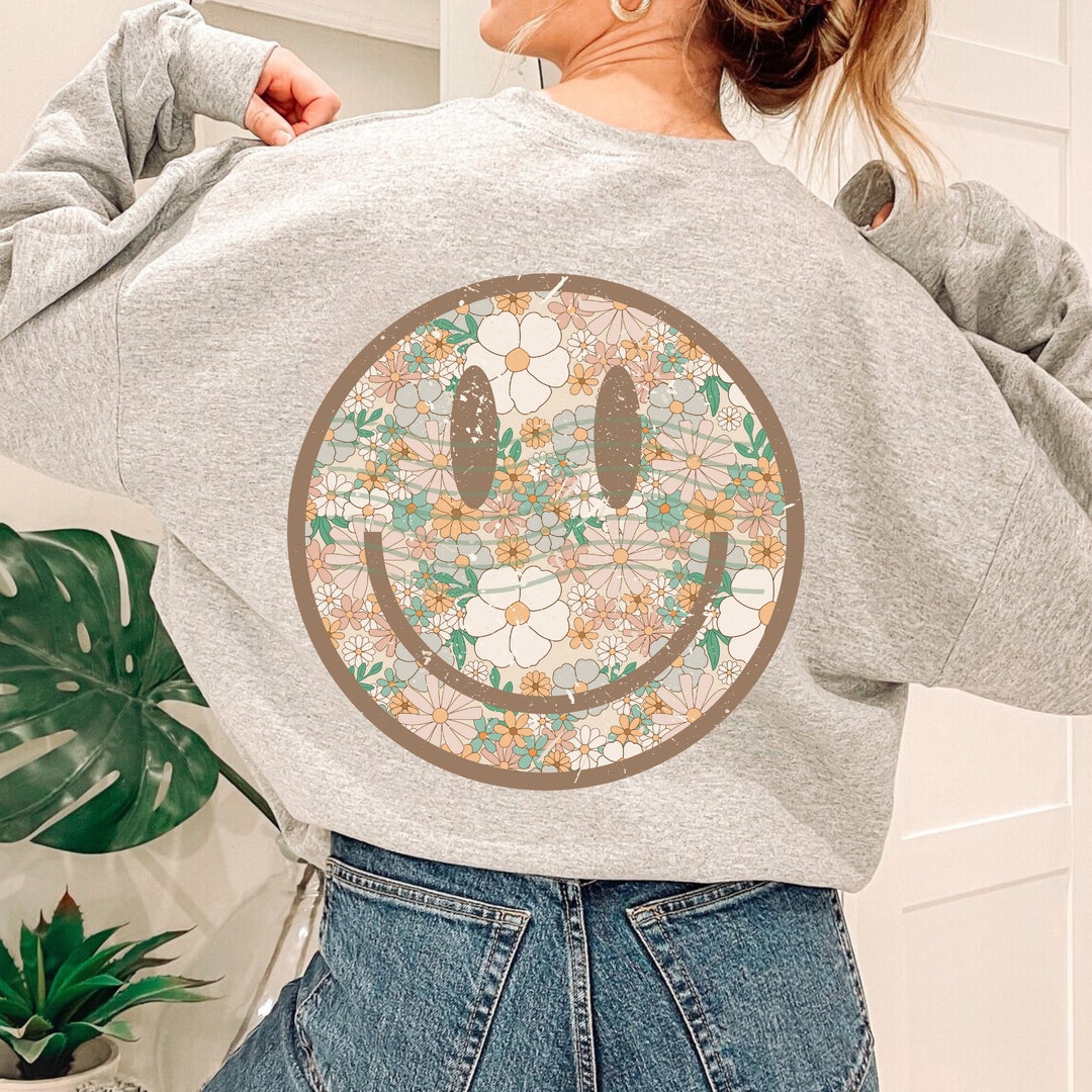 Distressed Smile Face PNG Retro Flower Png Stay Groovy 70s Inspired Png ...