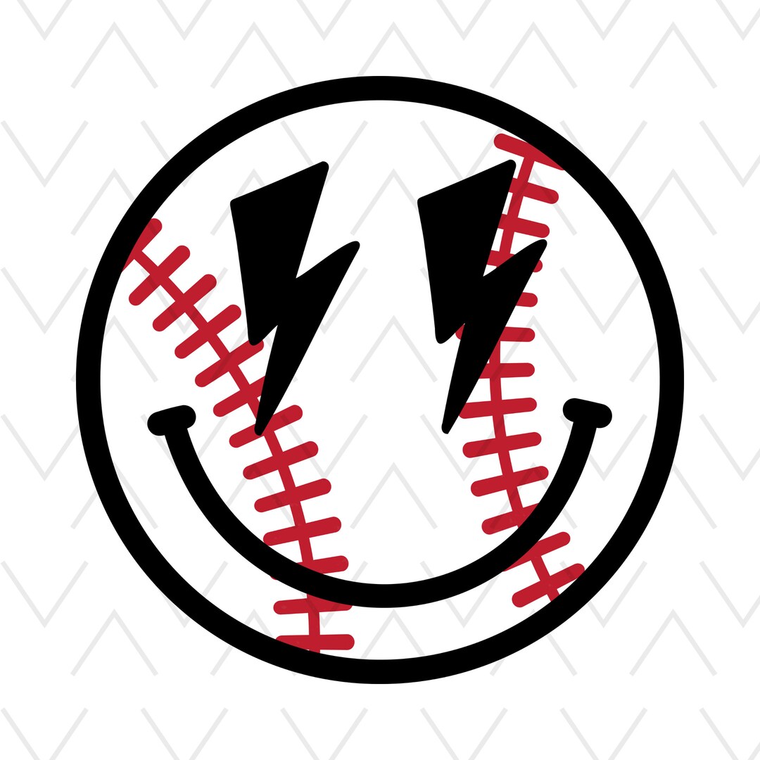 Baseball Smile Face PNG Trendy Png Sublimation Instant Download, Retro ...