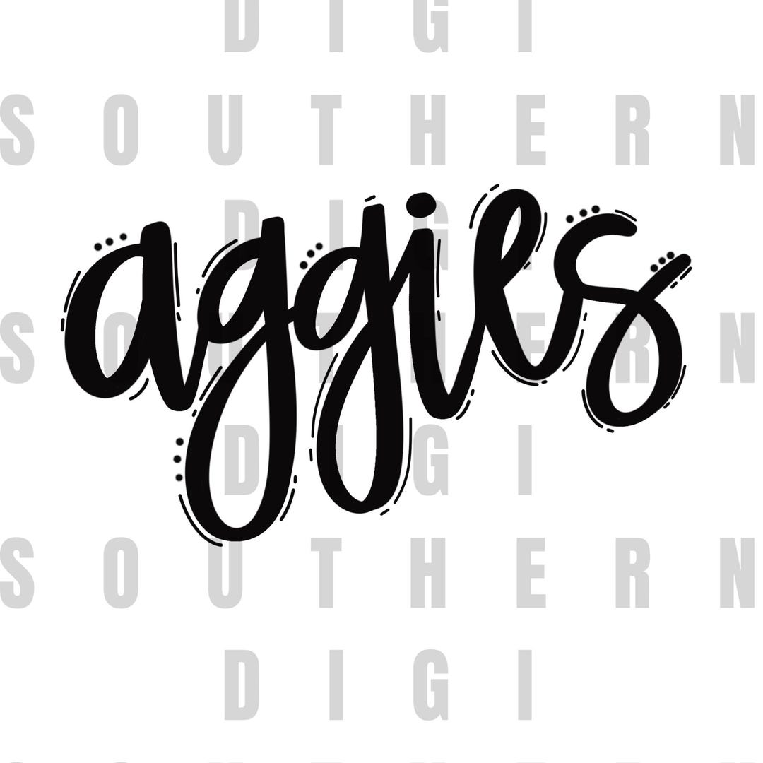 Aggies Hand Lettering Football SVG PNG, School Spirit, Mascot, Digital ...
