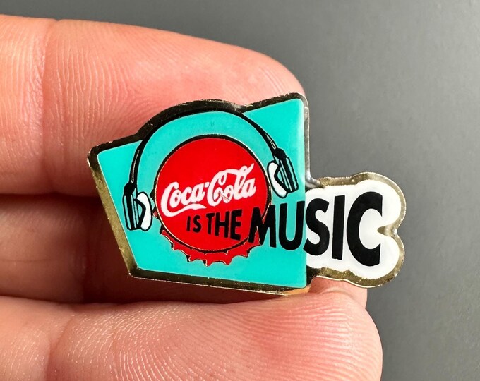 Vintage Coca-cola is the Music Bottle Cap Top Enamel Lapel Pin Badge ...