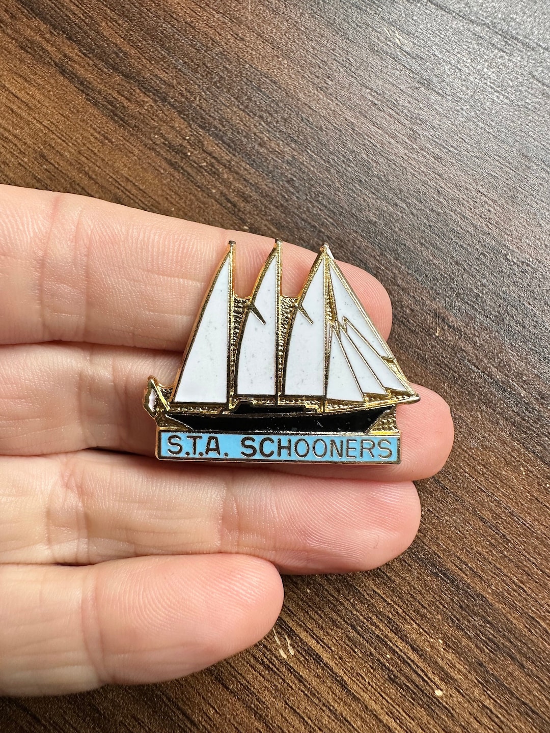 Vintage S.T.A. Schooners Sail Training Association Boat Enamel Lapel ...