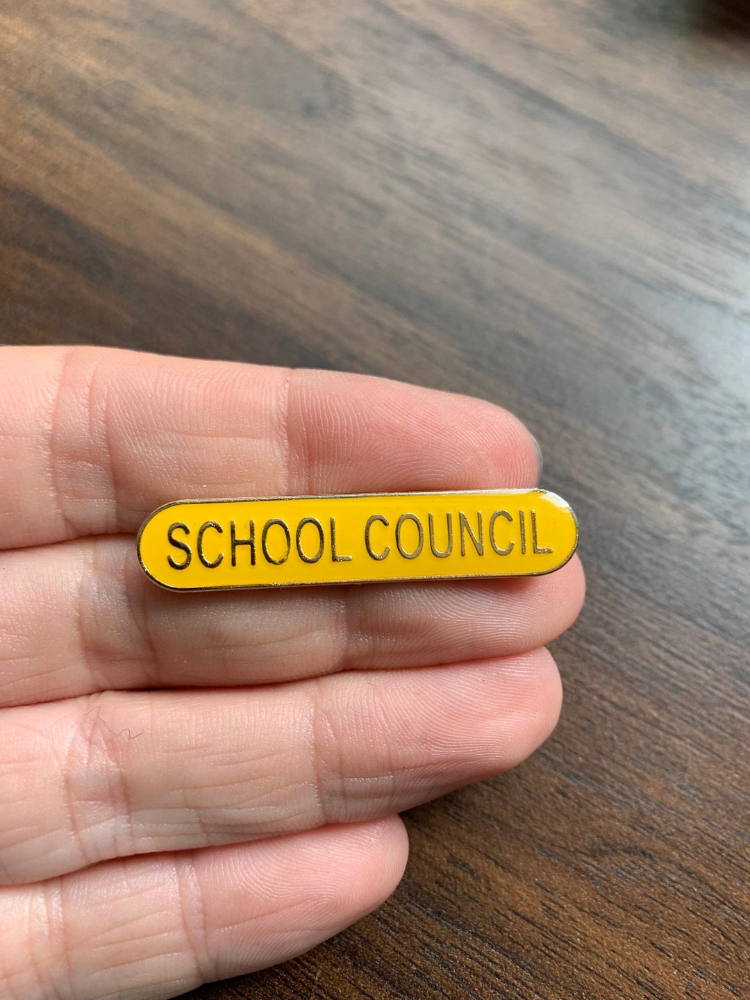 Vintage Yellow Enamel School Council Lapel Pin Badge - Etsy