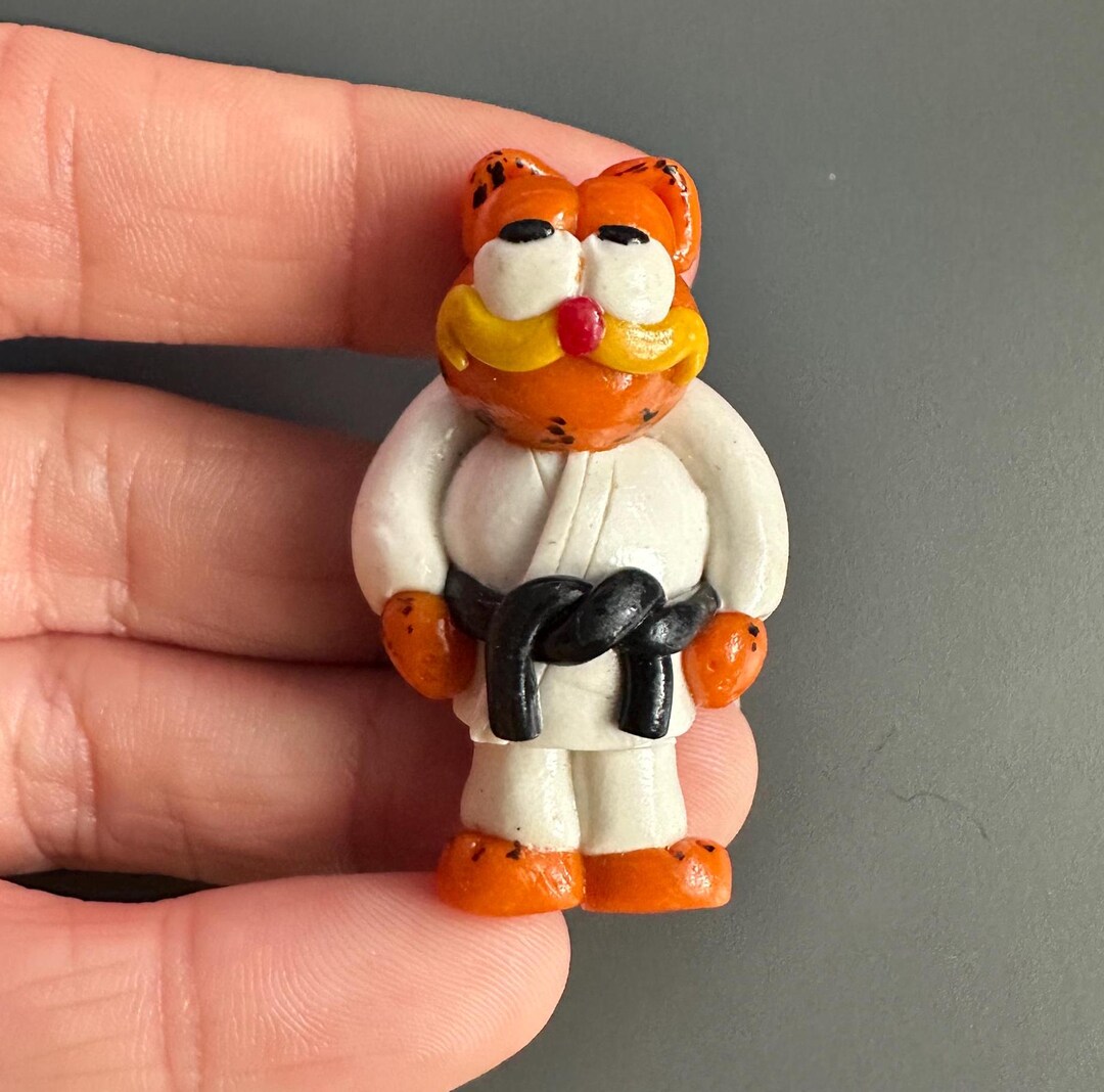 Vintage 3D Garfield Karate GI Tabby Cat Handmade Lapel Pin Badge Brooch ...