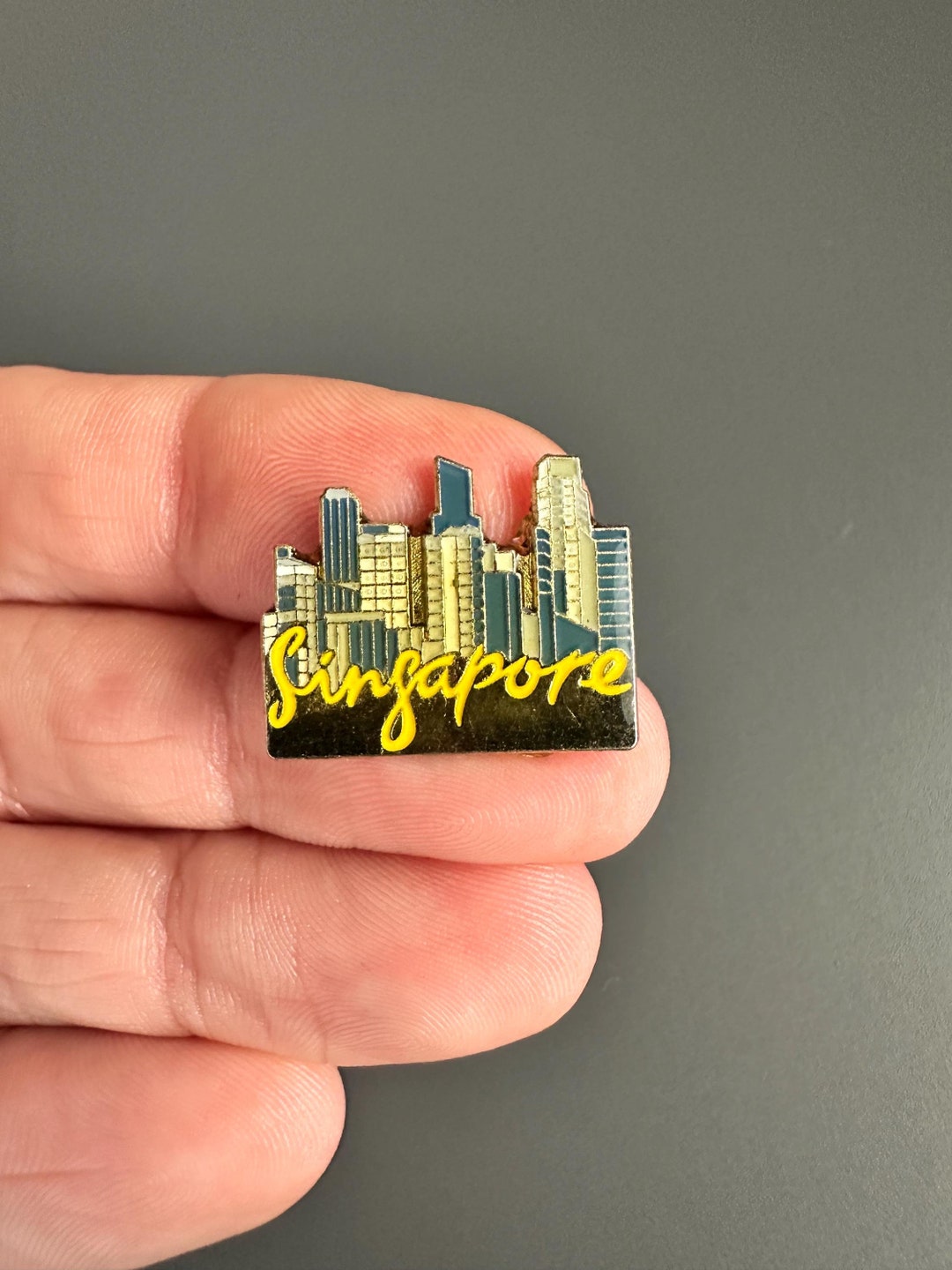 Vintage Singapore Skyline Buildings Skyscrapers Southeast Asia Flag ...