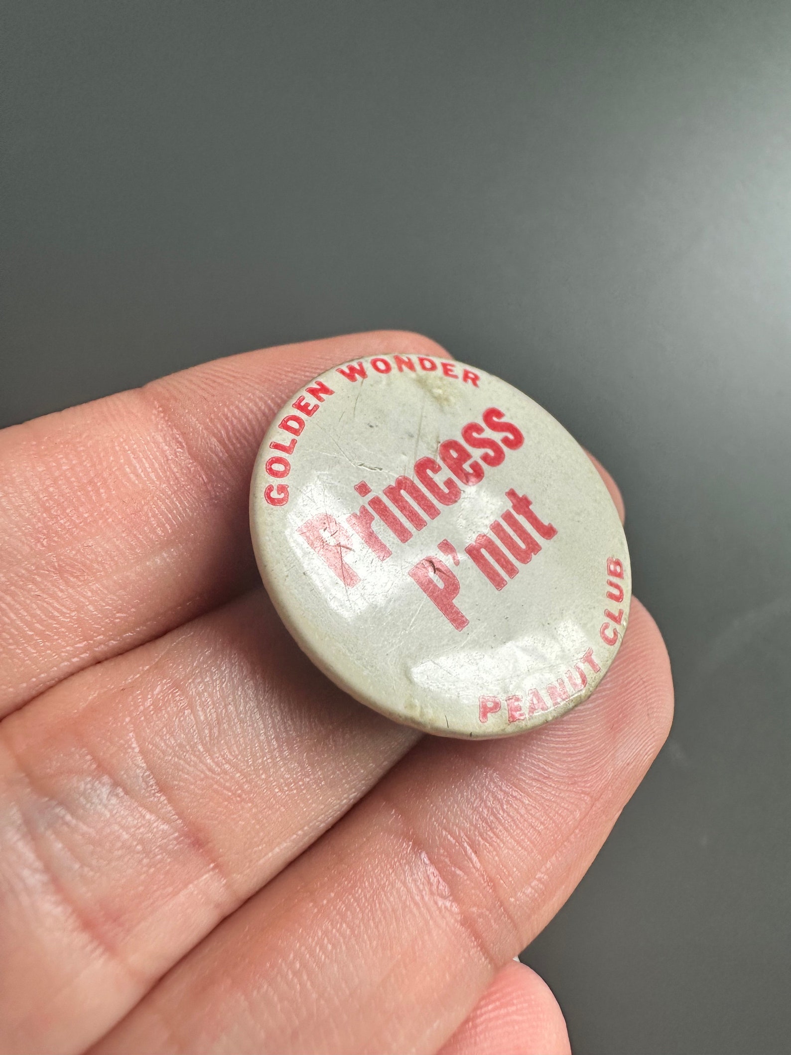 Vintage 1970s Golden Wonder Peanut Club Princess P'nut Tin Button Lapel ...