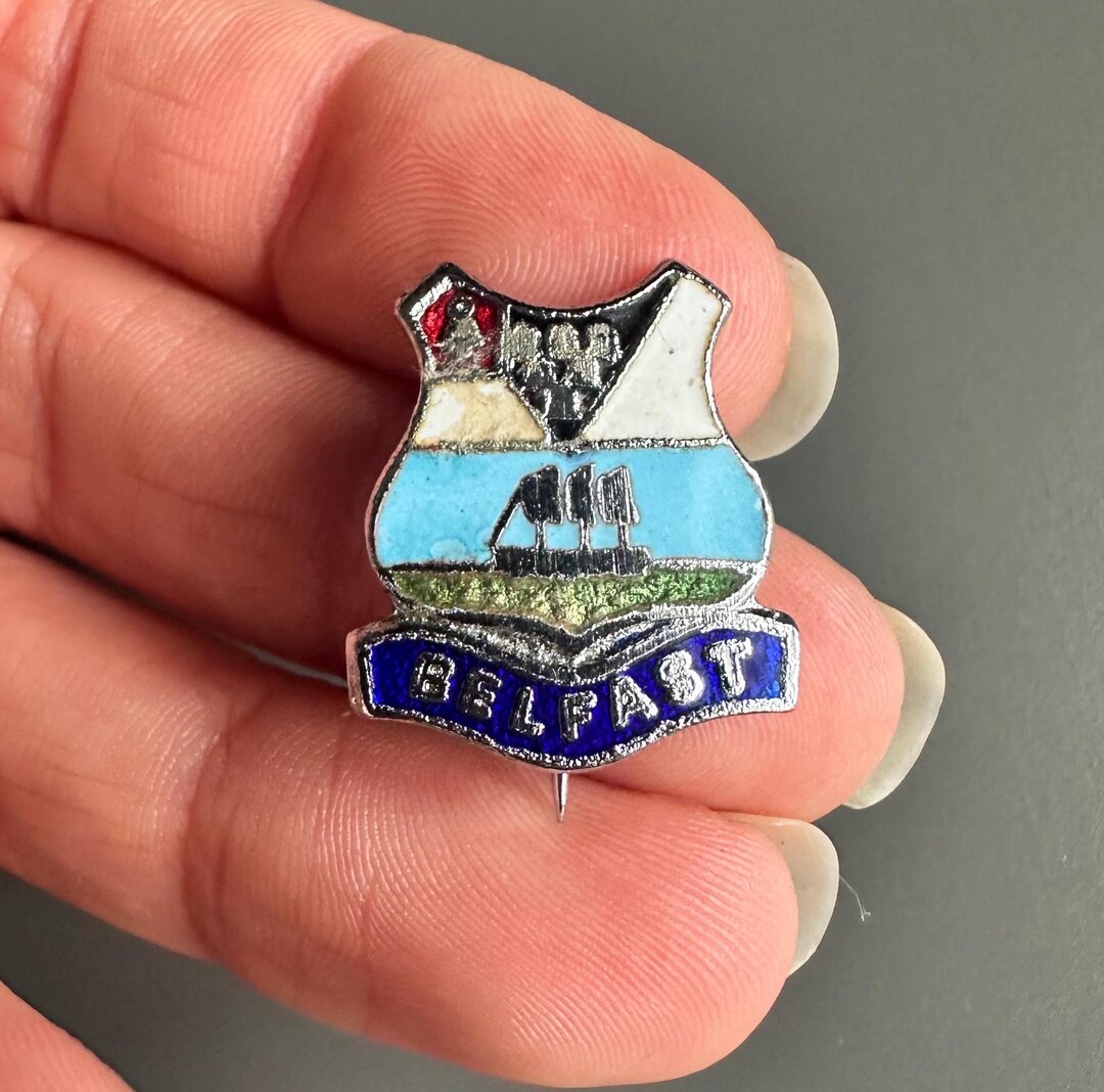 Vintage Belfast Ireland Crest Coat of Arms Shield Enamel Lapel Pin ...