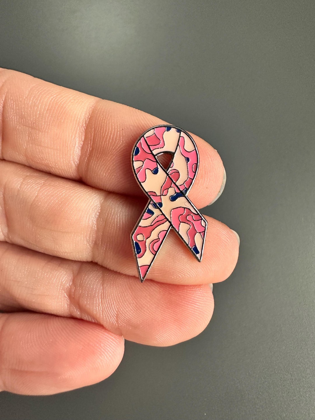 Pink Camouflage Camo Ribbon Metal Enamel Lapel Pin Badge Brooch Breast ...