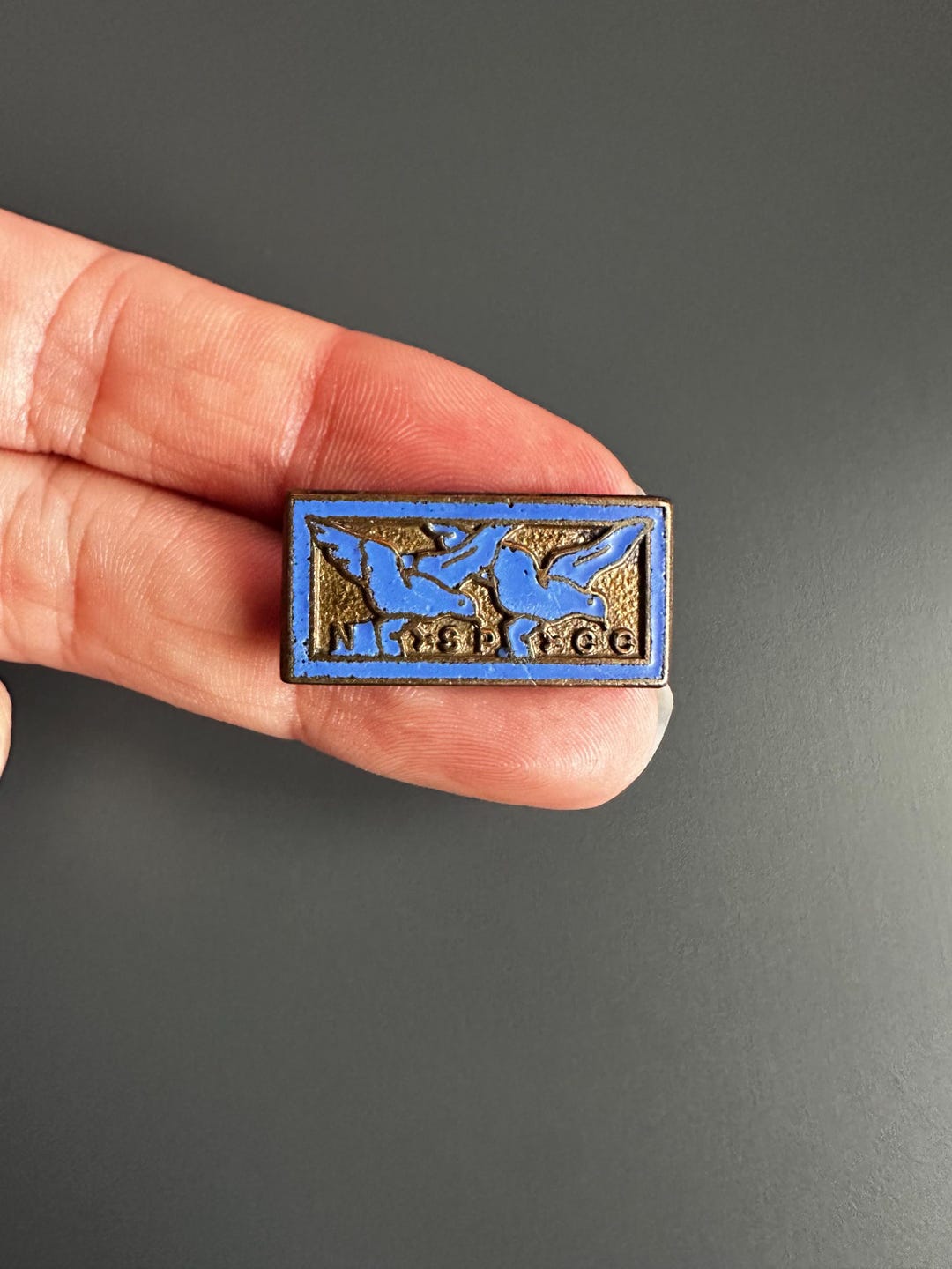 1960s NSPCC League of Pity 2 Doves Blue Enamel Lapel Pin Badge Brooch W ...