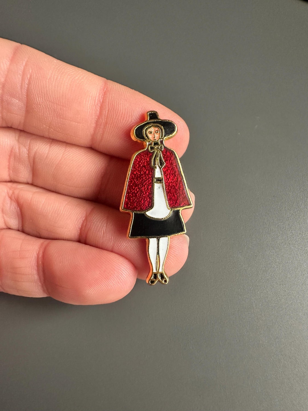 Vintage Cloisonné 1980s Welsh Traditional Dressed Lady Wales Cymru ...