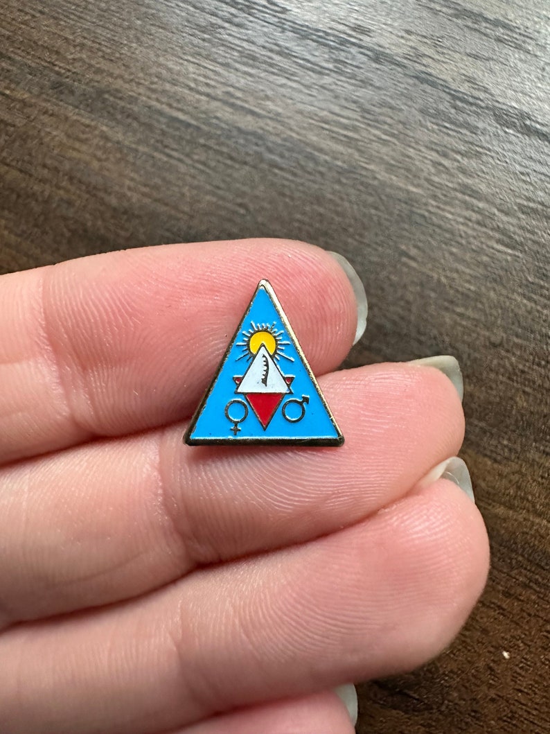 Vintage Triangle Pyramid Logo Sun Rising Male and Female Enamel Lapel ...