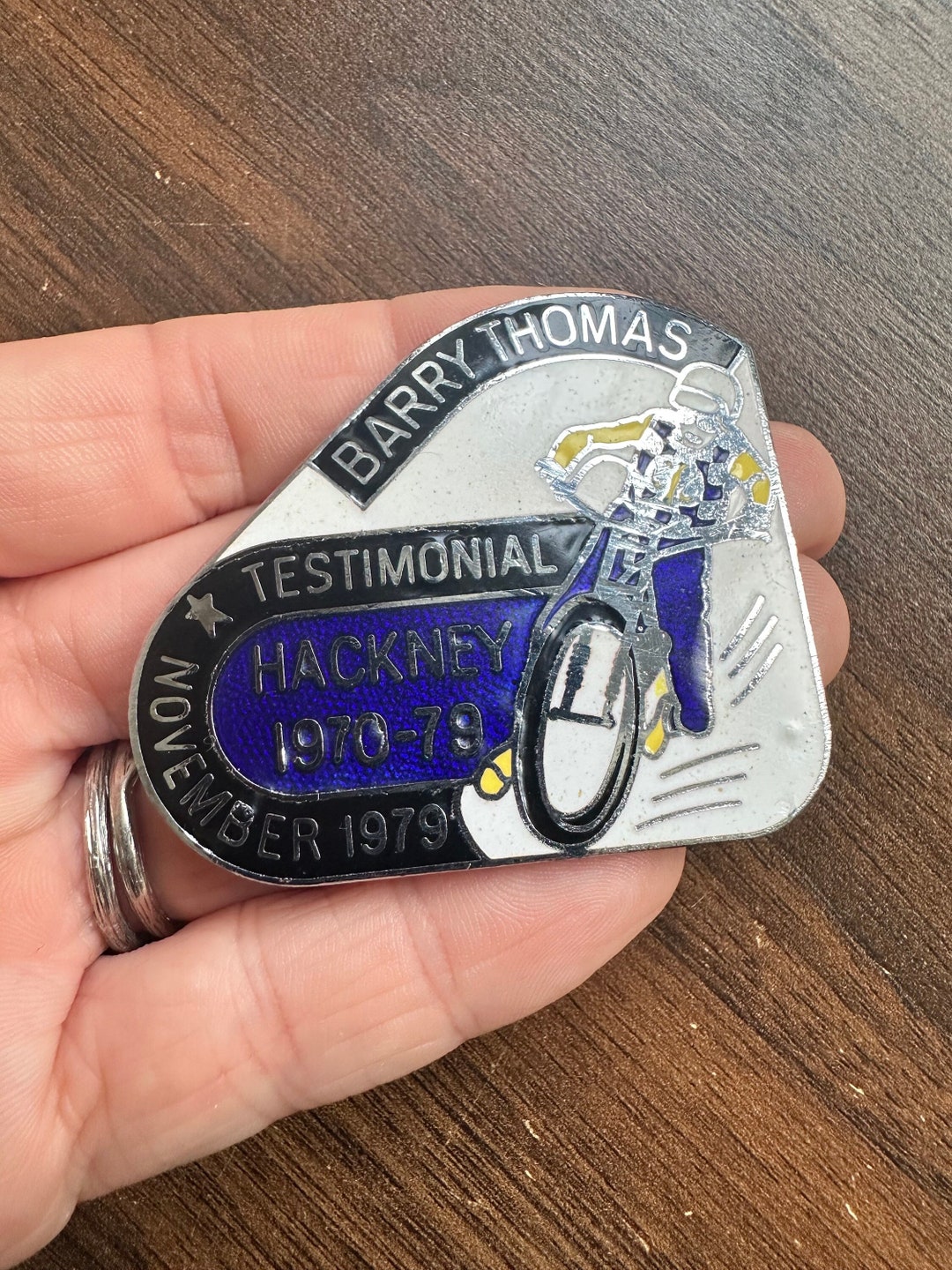 No.138 Barry Thomas Hackney 1970-79 Testimonial Speedway Reeves Badge ...