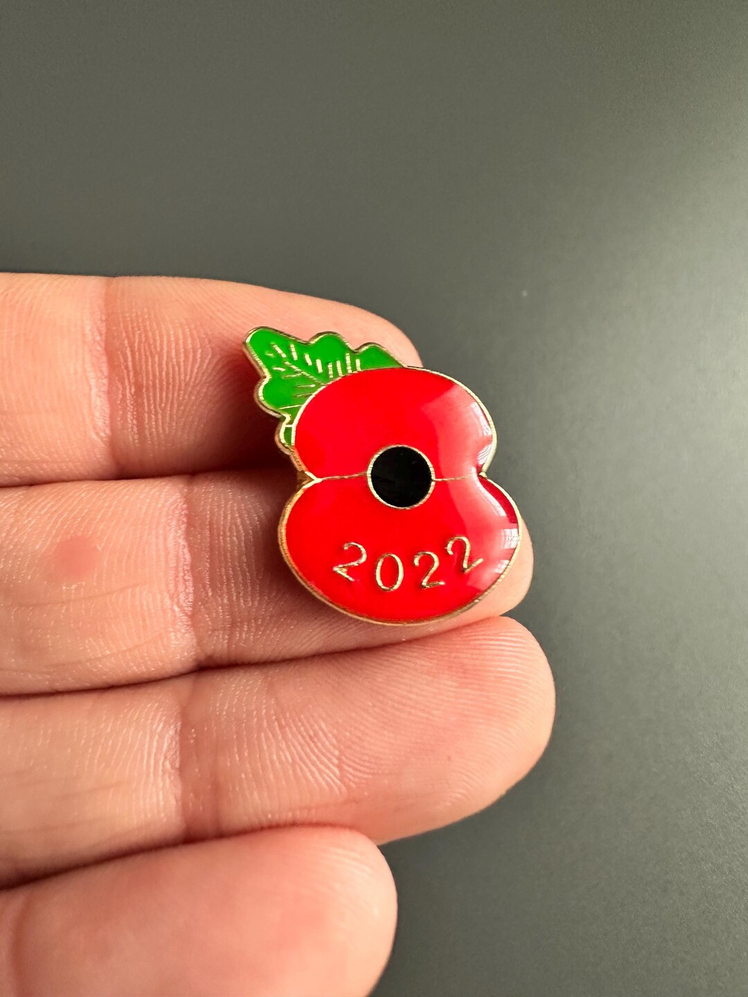 Red Poppy and Leaf Remembrance 2022 Enamel Lapel Pin Badge Button ...