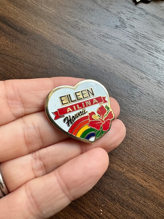 1982 Eileen name badge Ailina Hawaii enamel lapel pin… - Gem