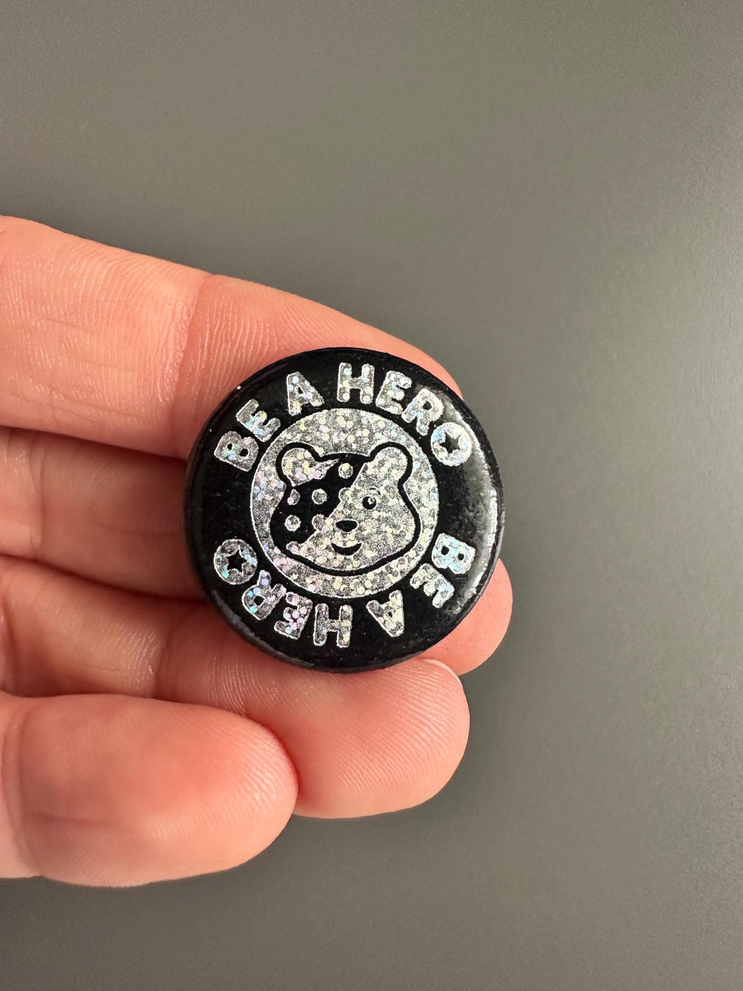 Pudsey Bear BE A HERO BBC Children in Need Button Lapel Pin Badge ...