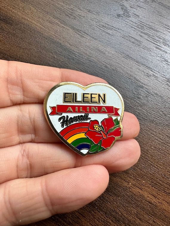 1982 Eileen name badge Ailina Hawaii enamel lapel pin… - Gem
