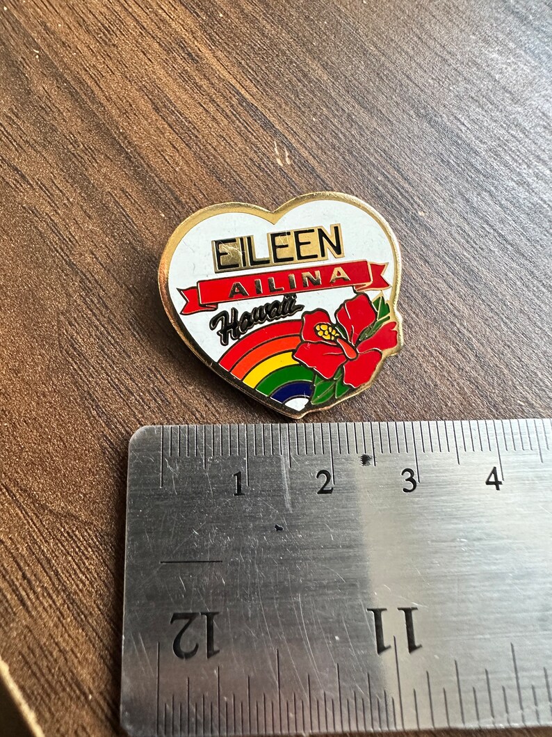 1982 Eileen Name Badge Ailina Hawaii Enamel Lapel Pin Badge Westermark ...