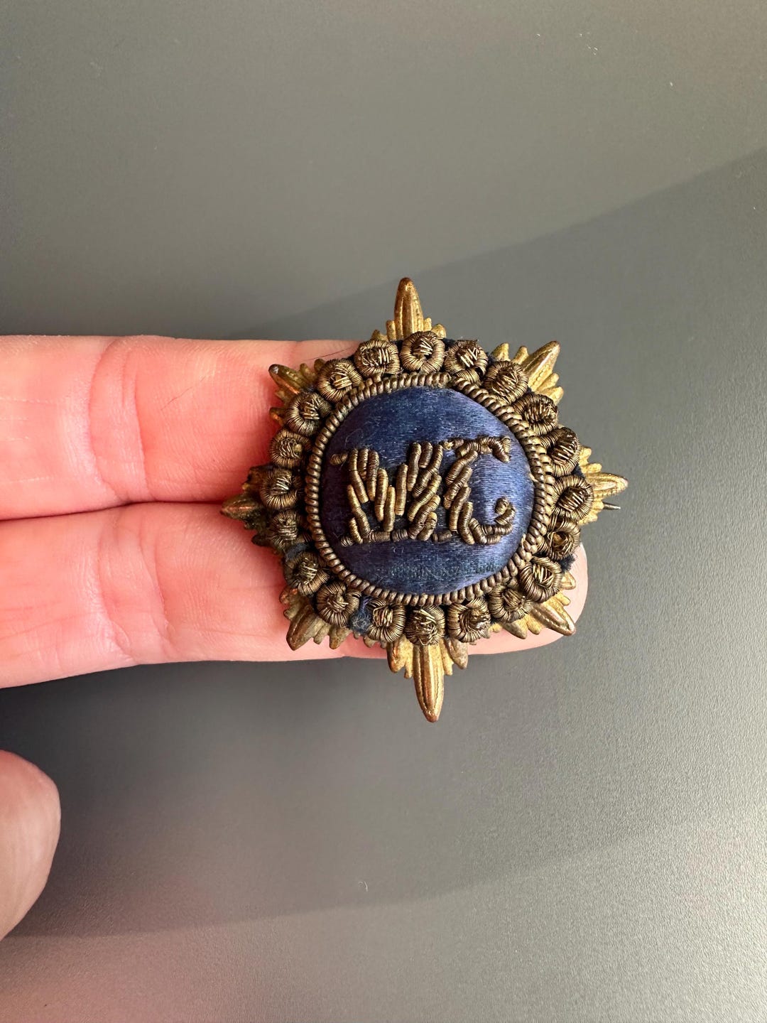 Vintage MC Gold Thread and Blue Emblem Military Regiment Lapel Pin ...