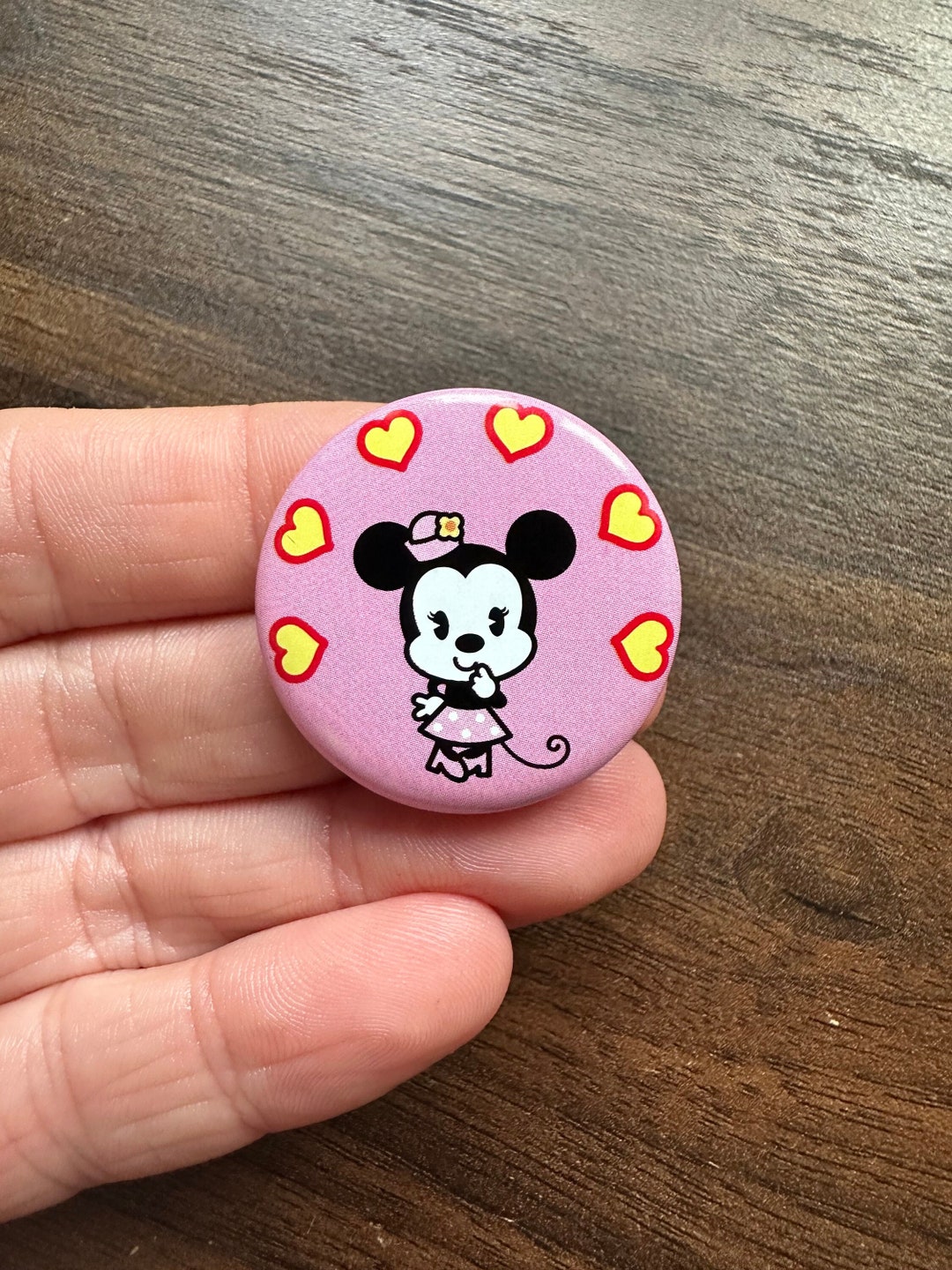 Disney Minnie Mouse Cute Thinking Pink Love Hearts Trading Lapel Pin ...