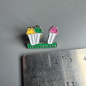 Vintage Tupperware Measuring Bottles Canister Enamel Lapel Pin Badge ...