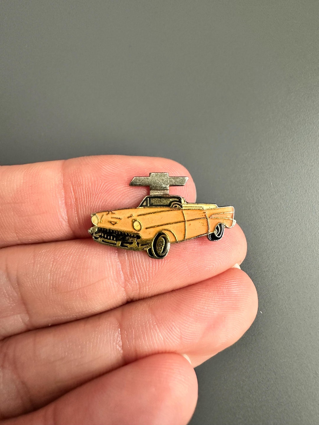 1957 Pink Chevy Bel Sir Convertible Vintage Chevrolet Car Enamel Lapel ...