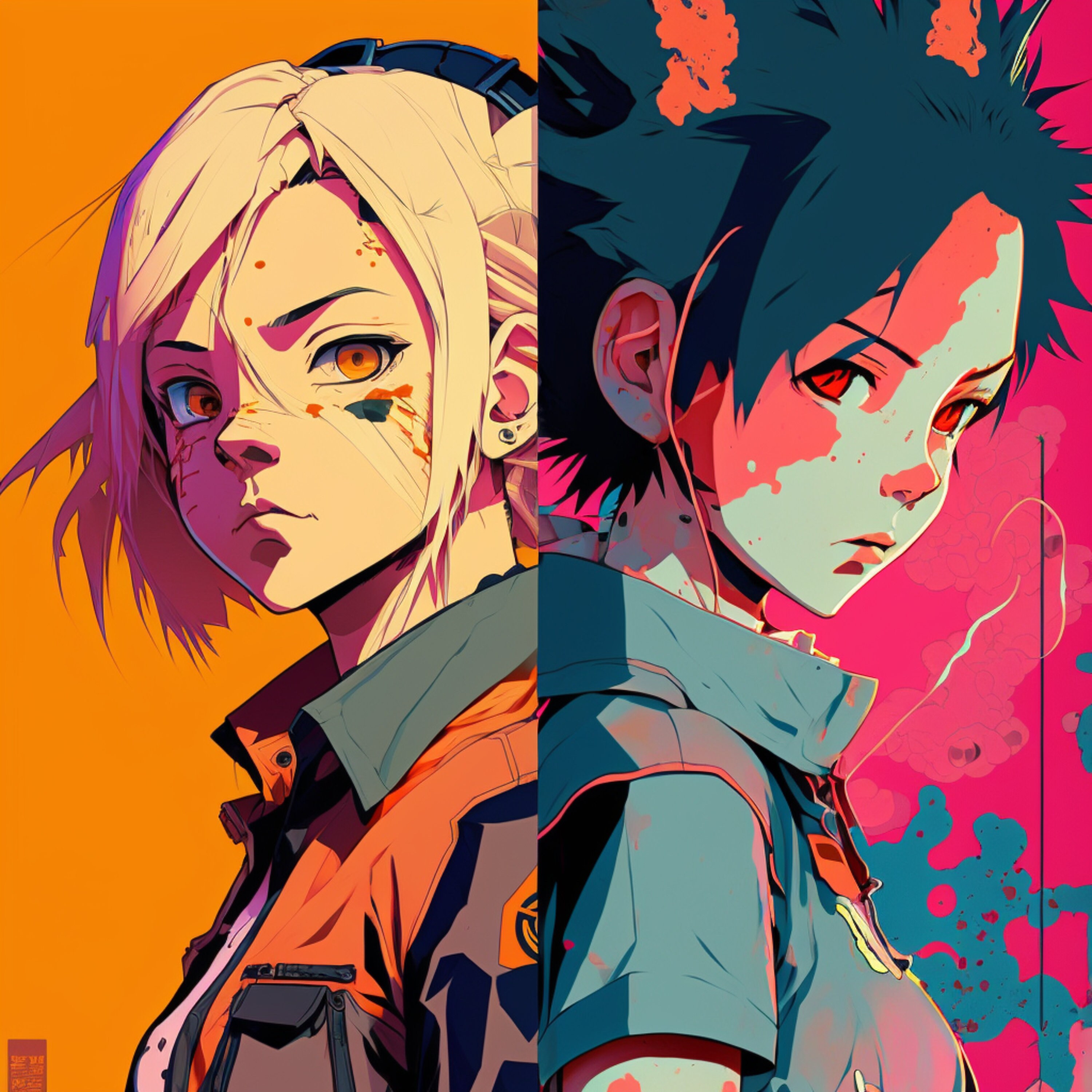 Anime Girls Digital Print, Popfusion, Pop Art, Hip Hop Fashion, Digital ...