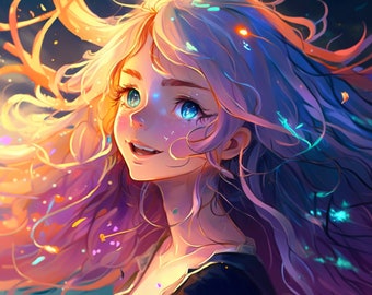 Anime Girl Illustration - Digital Print, Download Instant, PNG, JPEG ...