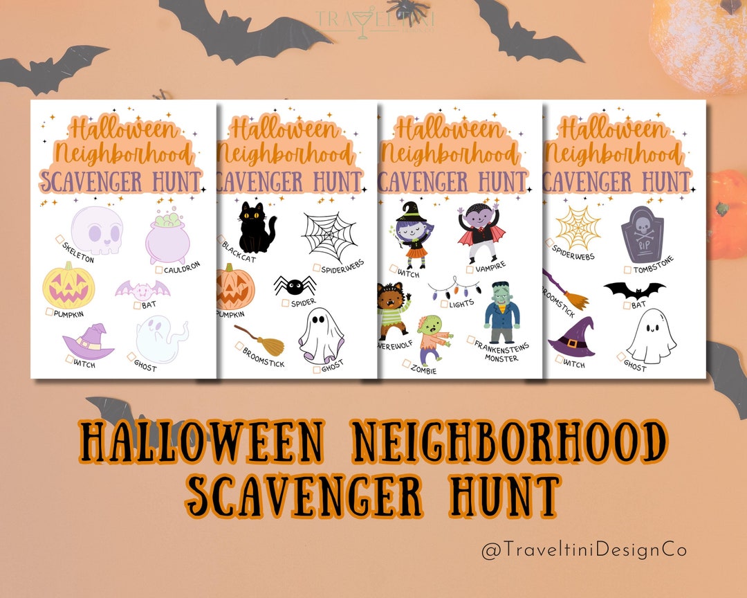 Halloween Neighborhood Scavenger Hunt - Halloween Kids Fun - Kids ...