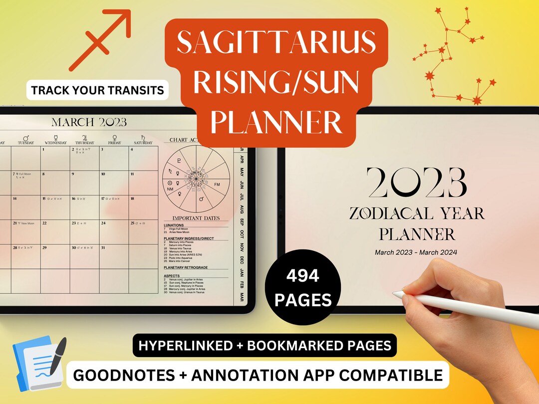 SAGITTARIUS Digital Planner 2023 2024, Astrology Planner 2023, Monthly Weekly Daily Planner ...