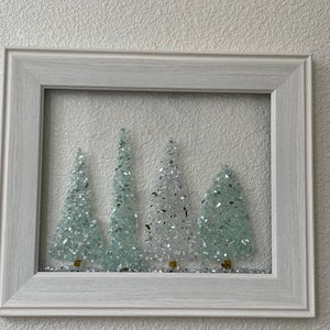 Sea Glass Tree Art Christmas Trees Wall Decor Sea Foam Glass Winter ...
