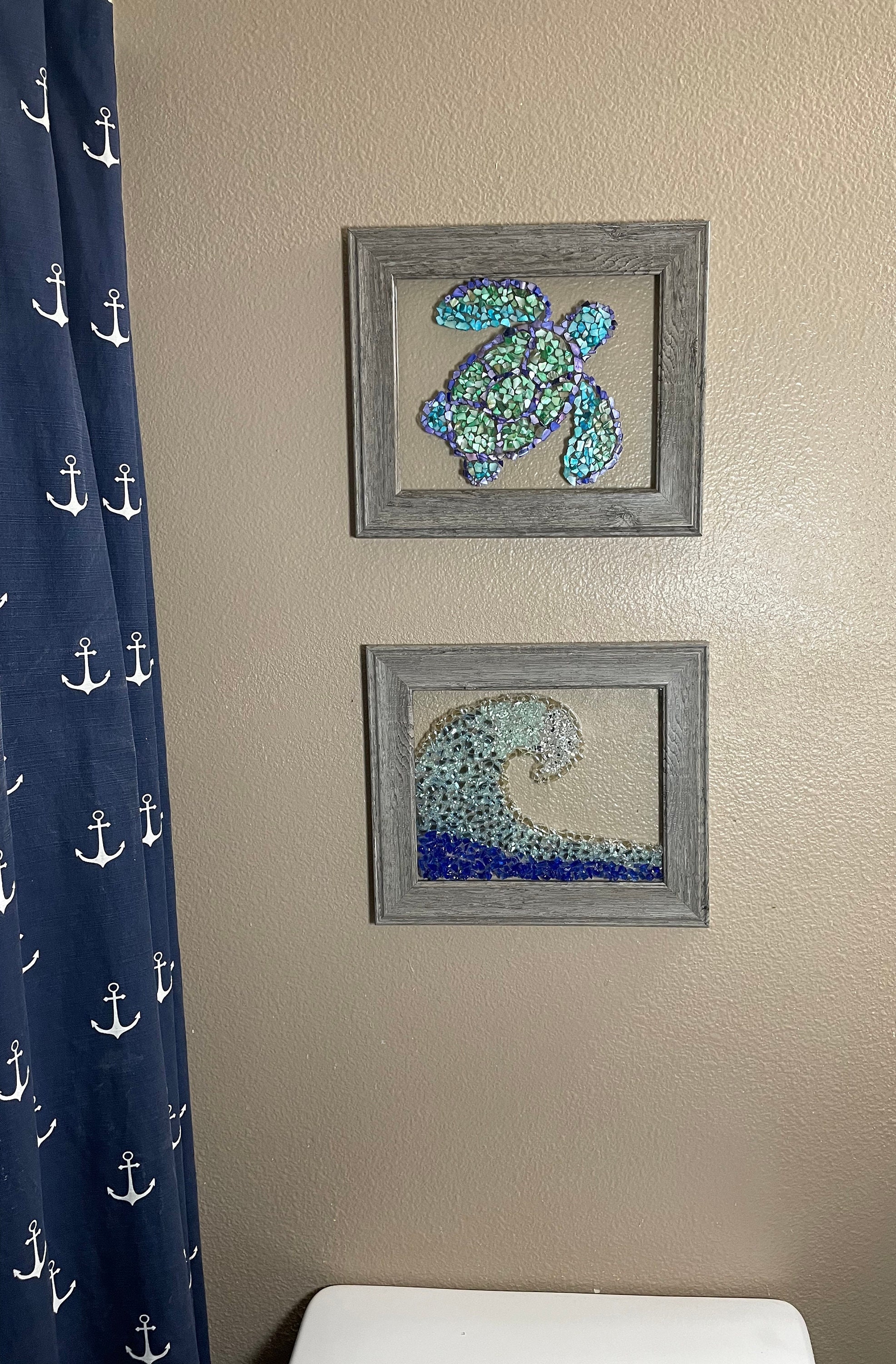 Sea Turtle Made From Crushed Sea Shells Ocean Wall Art - Etsy