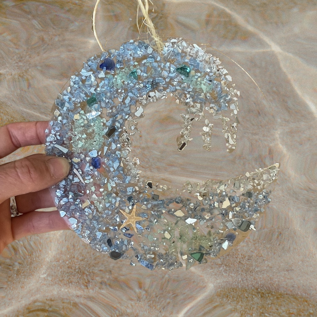 Sea Glass Suncatcher, Ocean Wave Ornament, Beach Glass Sun Catcher ...