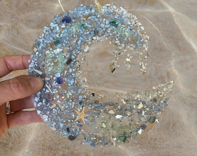 Sea Glass Suncatcher, Ocean Wave Ornament, Beach Glass Sun Catcher ...