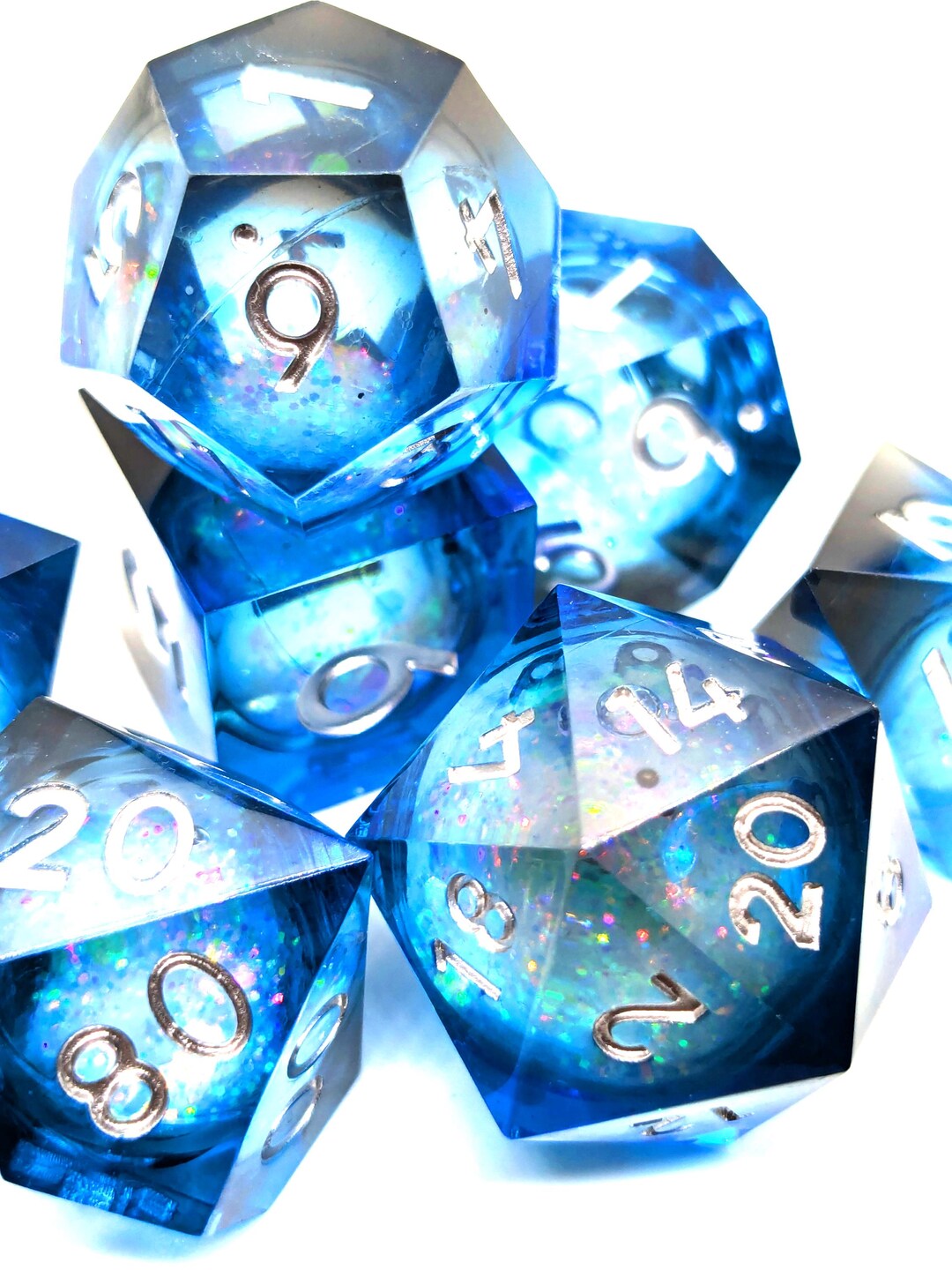 Liquid Core Snow Globe Dice - Blue Black Swirl - Etsy