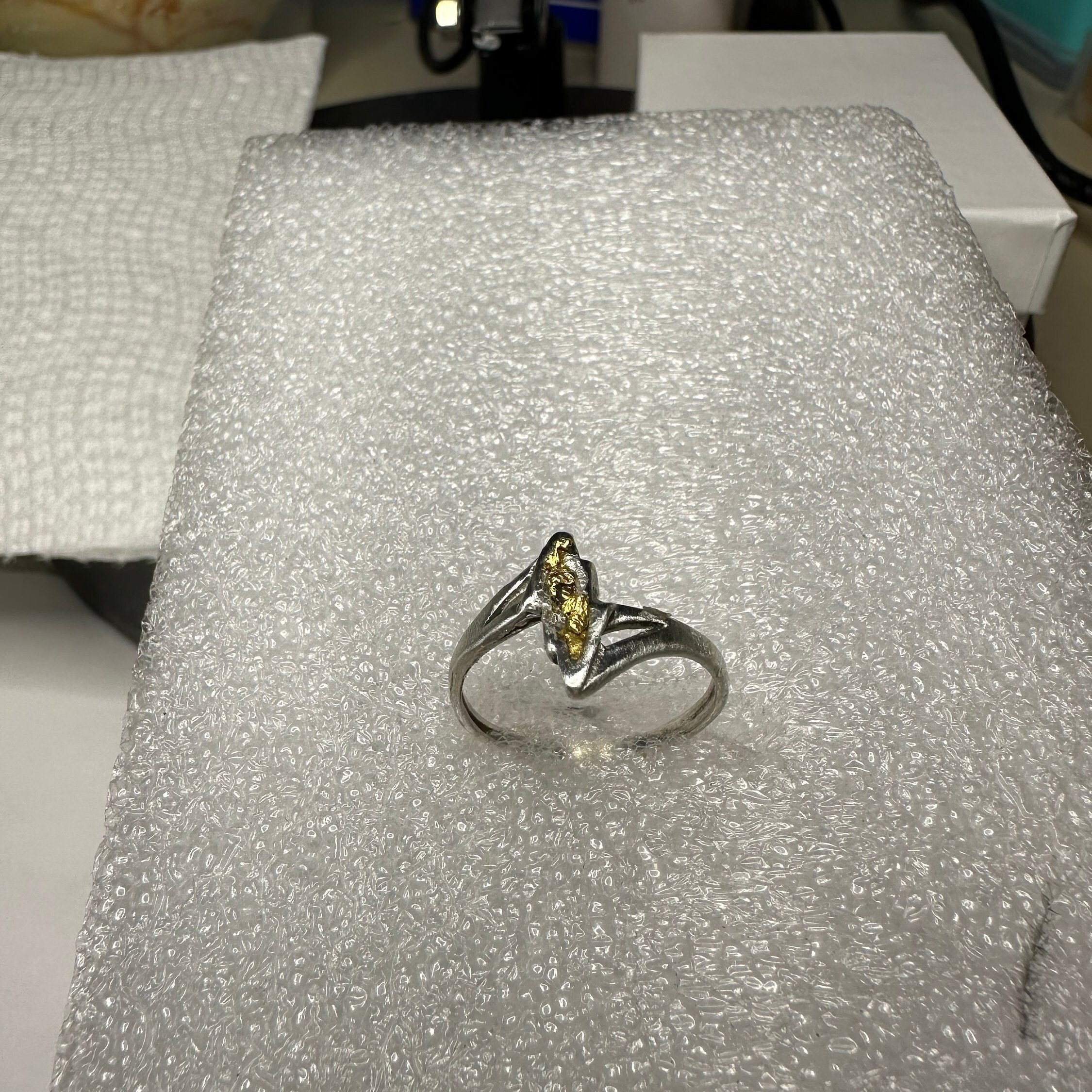 Lady's Gold Nugget Ans 925 Sterling Silver Ring - Etsy