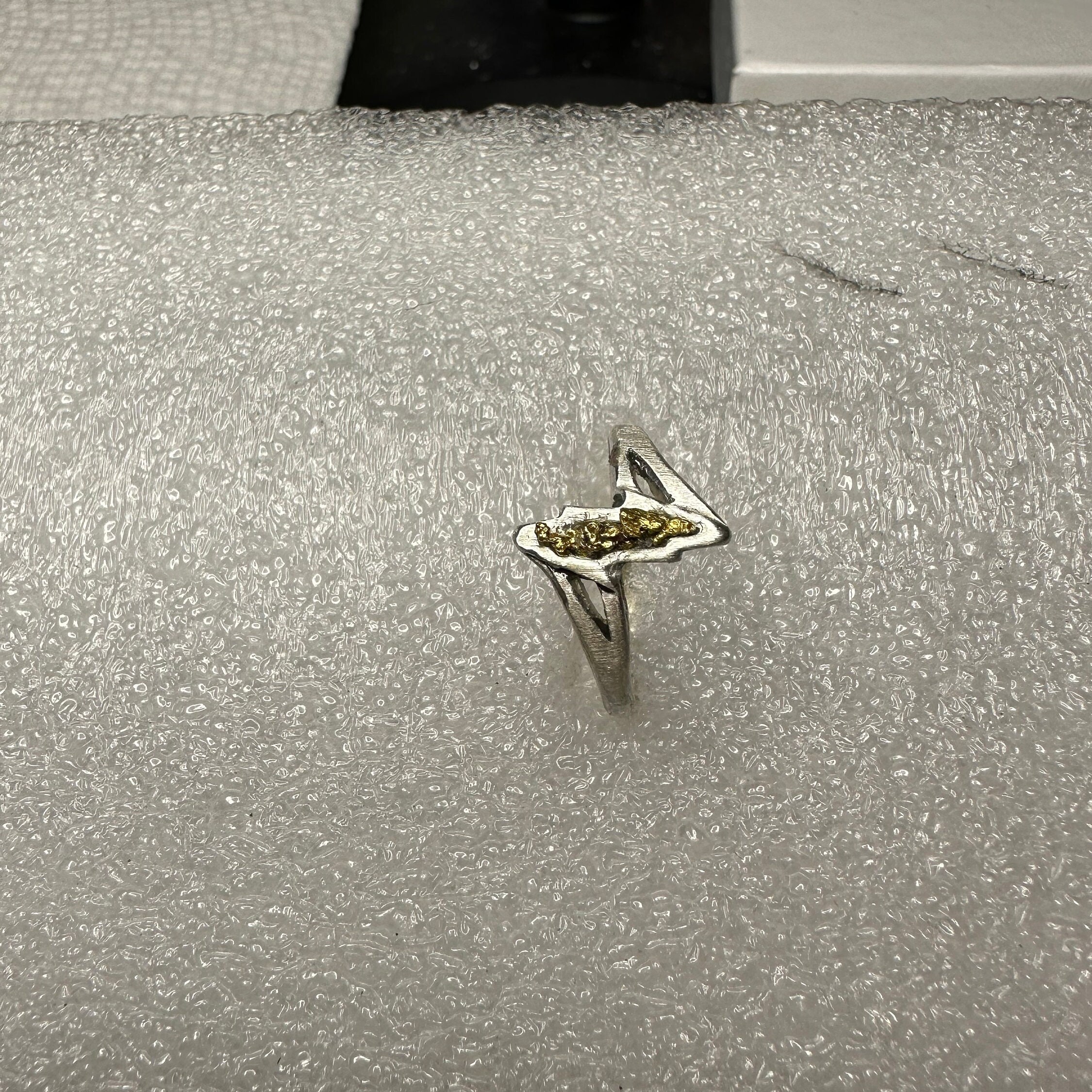 Lady's Gold Nugget Ans 925 Sterling Silver Ring - Etsy