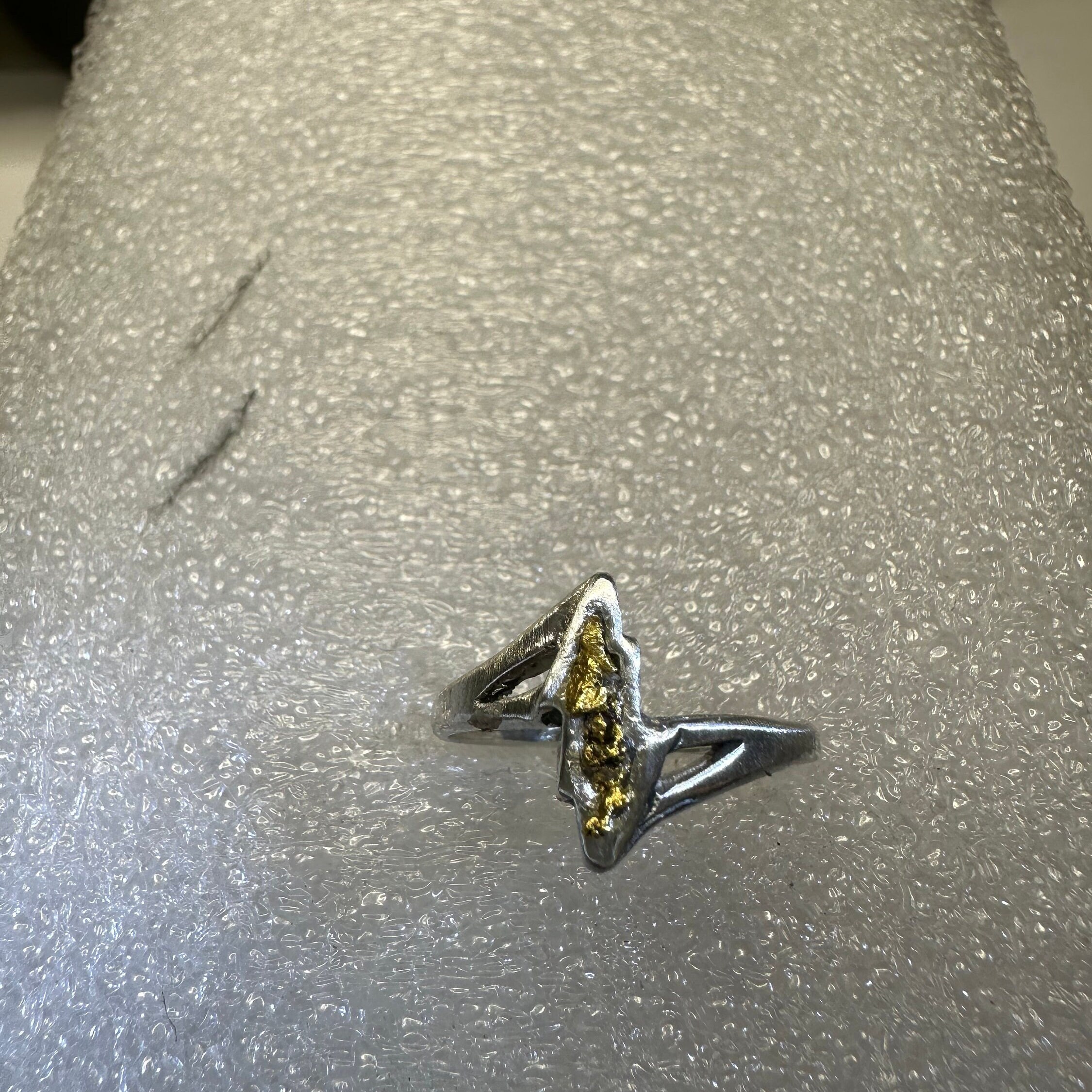 Lady's Gold Nugget Ans 925 Sterling Silver Ring - Etsy