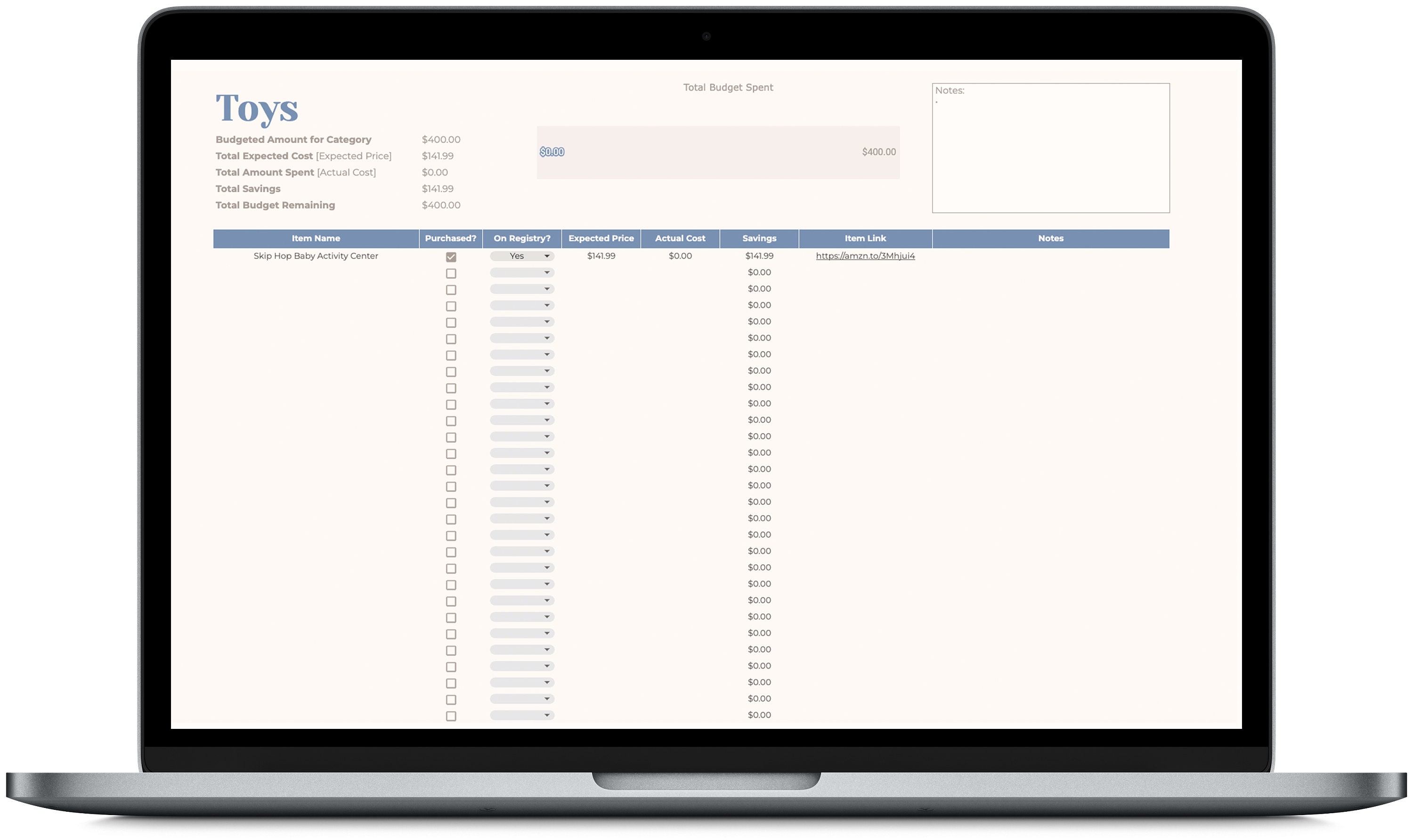 Baby Budget Spreadsheet - Etsy