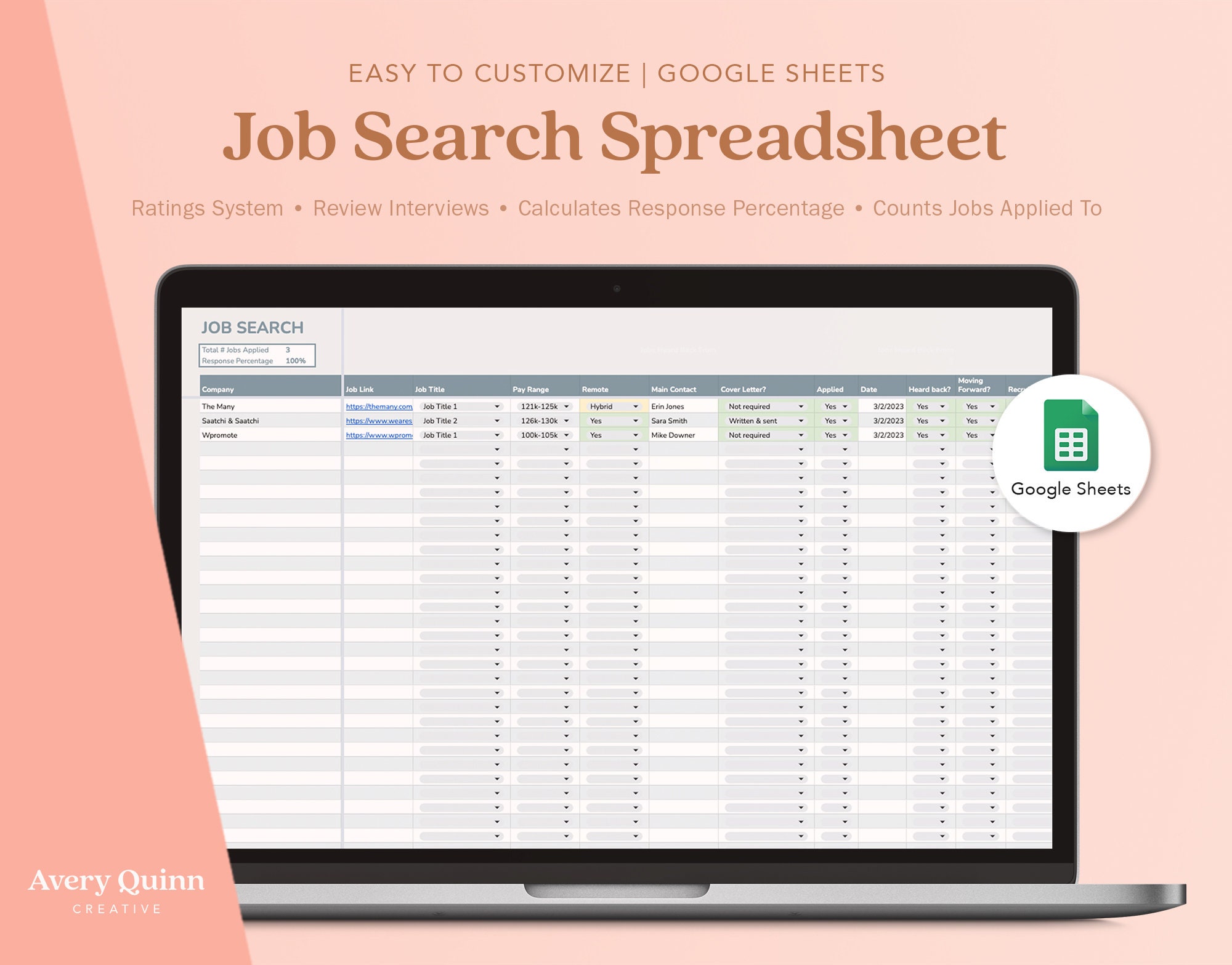 Job Search Spreadsheet - Etsy