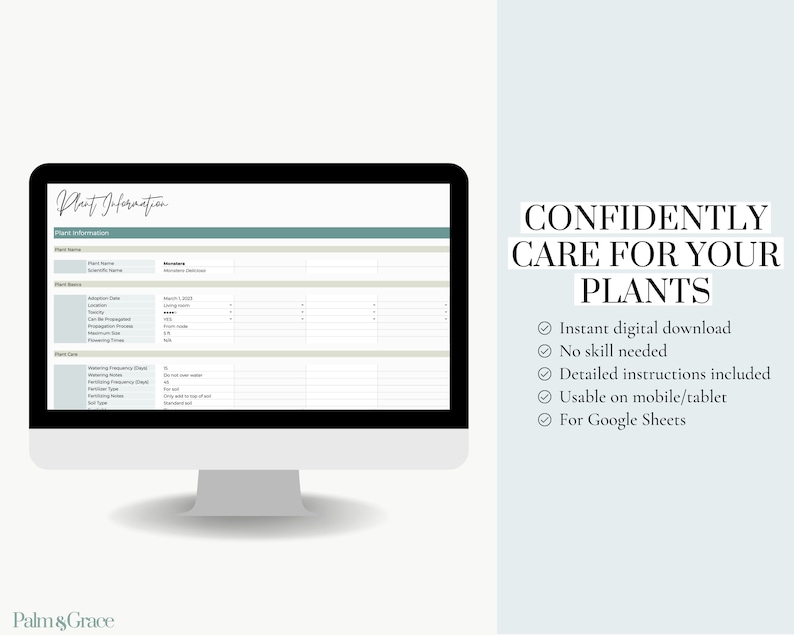 Plant Tracker Template for Google Sheets, Plant Tracker Spreadsheet ...