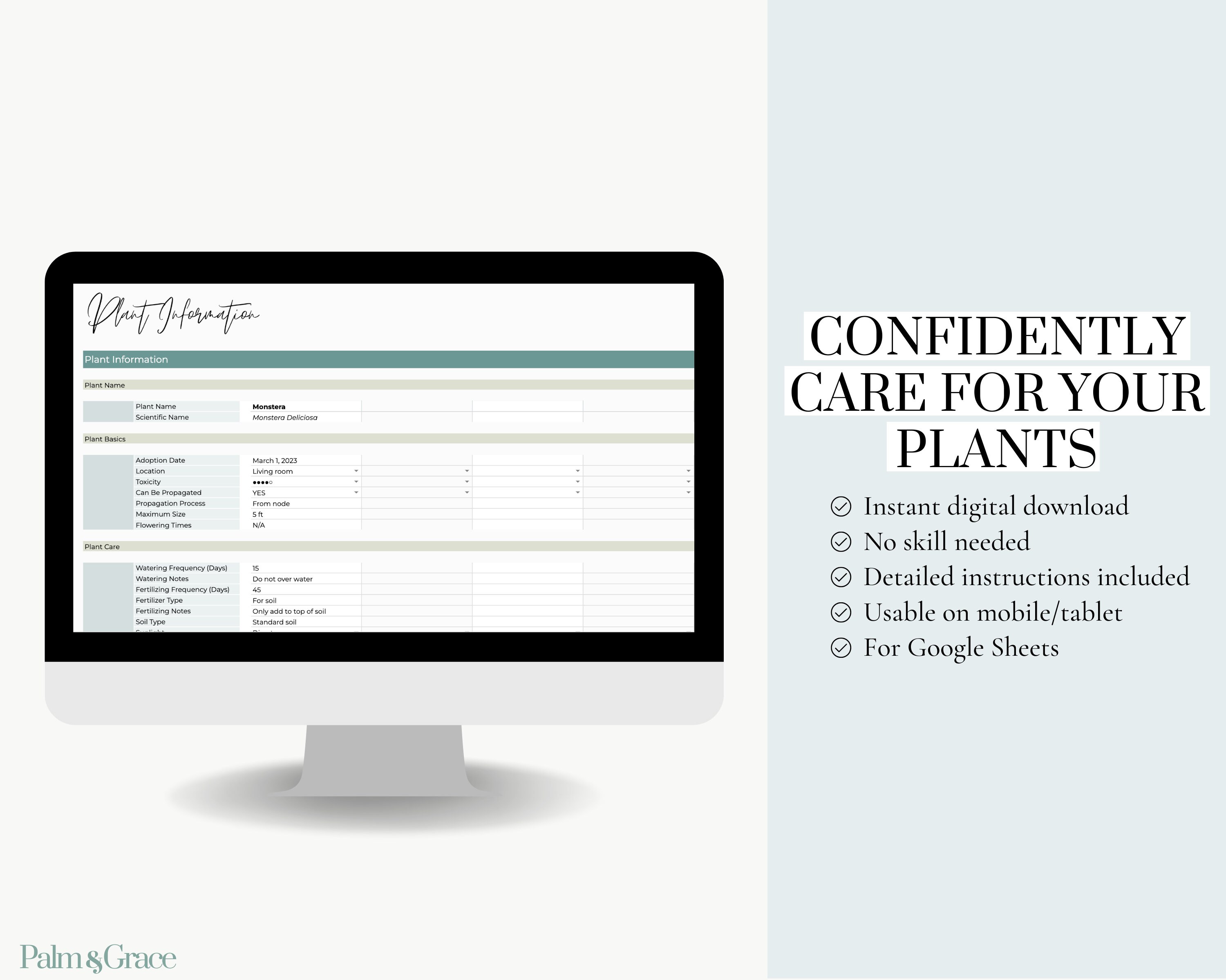 Plant Tracker Template for Google Sheets Plant Tracker - Etsy Canada
