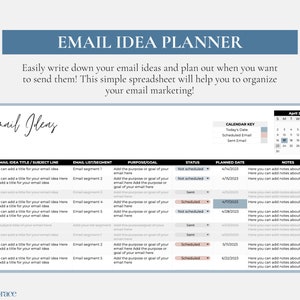Email Marketing Planner Spreadsheet, Google Sheets Email Planner, Blog ...