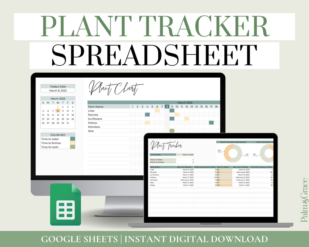 Google Sheets Houseplant Tracker, Plant Tracker Spreadsheet, Digital ...