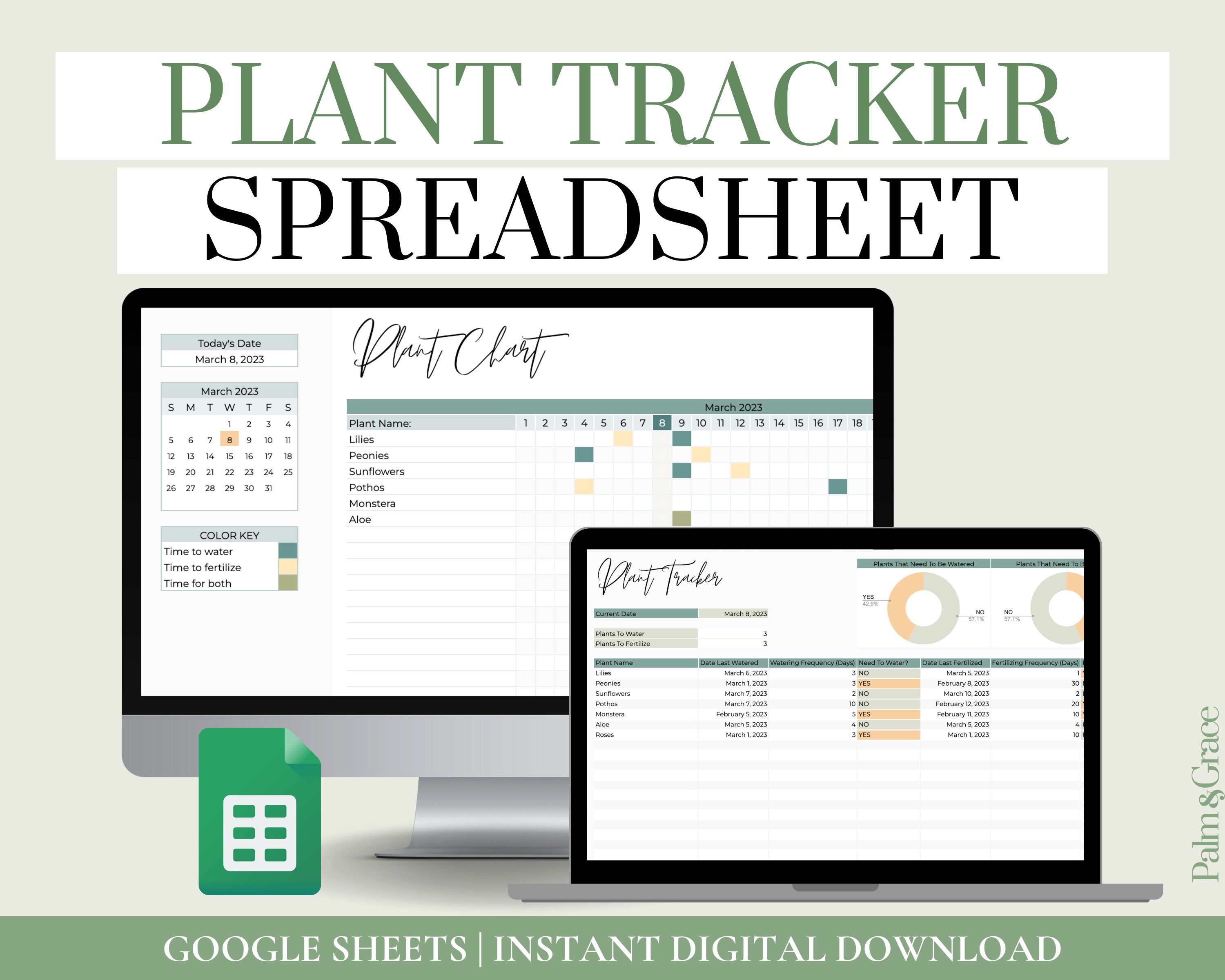 Google Sheets Houseplant Tracker, Plant Tracker Spreadsheet, Digital ...