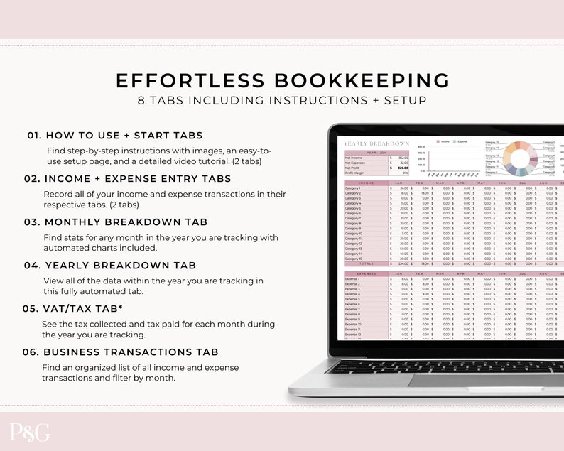 Small Business Bookkeeping Spreadsheet, Income and Expense Tracker, Google Sheets Bookkeeping ...