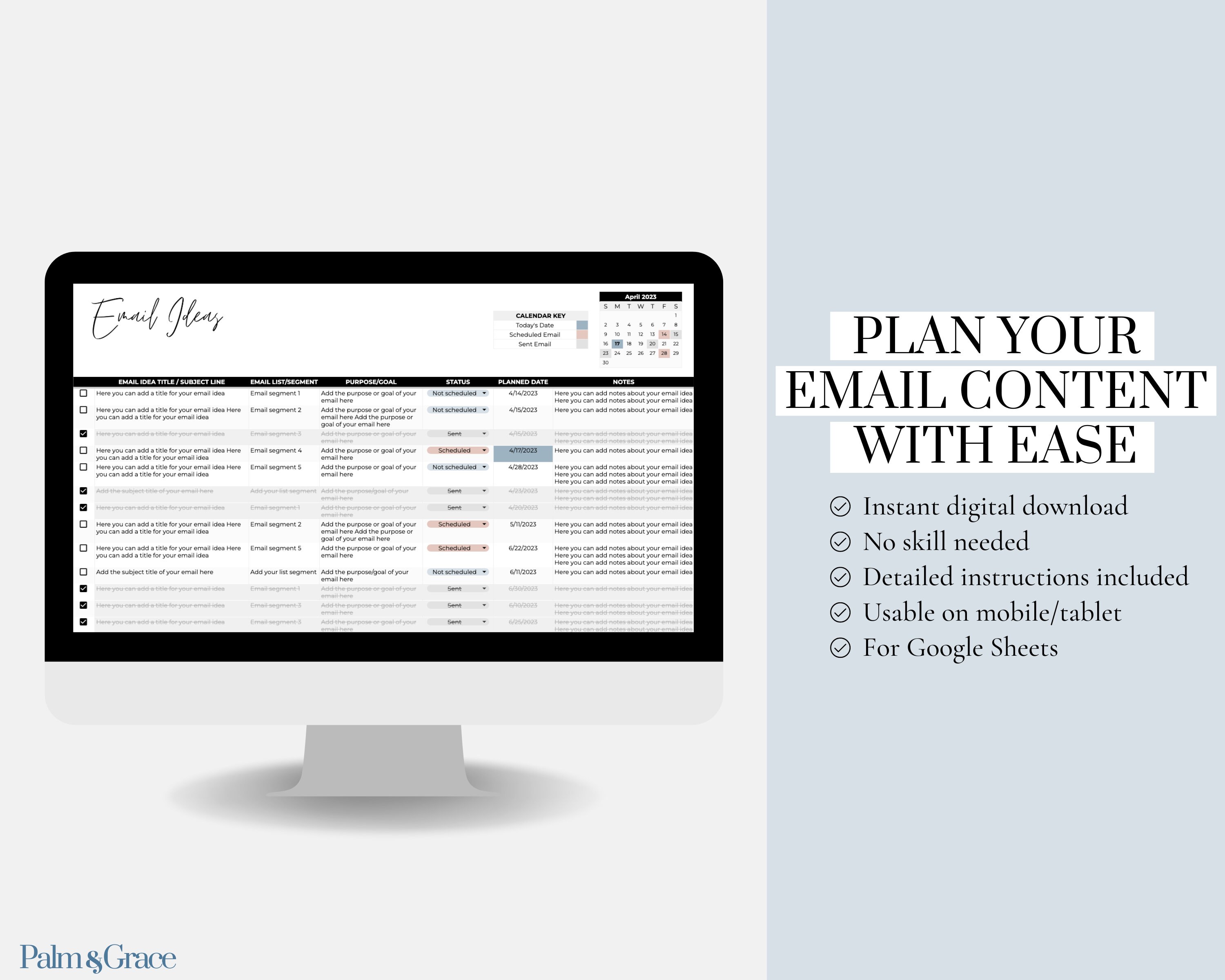 Email Marketing Planner Spreadsheet, Google Sheets Email Planner, Blog ...