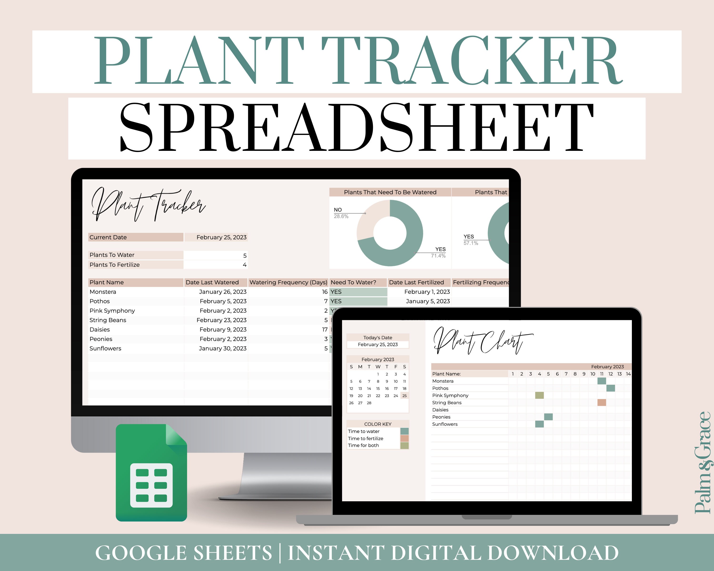 Plant Tracker Google Sheet, Digital Plant Care Planner, Online ...